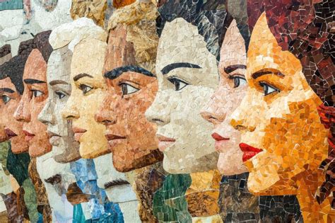 Mosaic Representing Faces From Diverse Cultures Illustrating Unity And Diversity From Across The