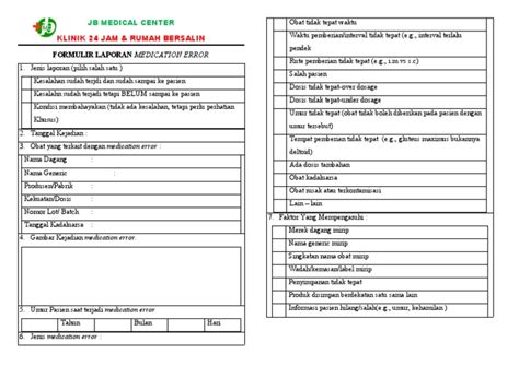 Formulir Laporan Kesalahan Obat Pdf