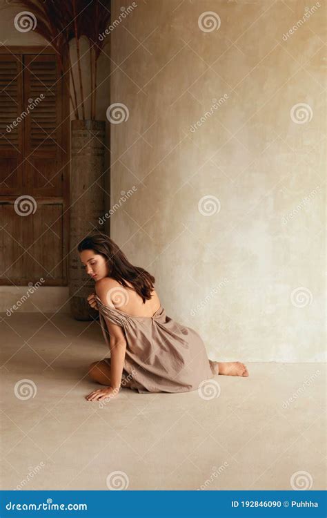 Seductive Dress Girl Confident Model Seductive Posing On White