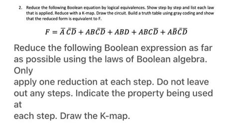 Solved 2 Reduce The Following Boolean Equation By Logical