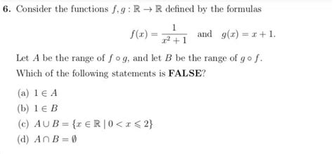 Solved Consider The Functions F G RR Defined By The Chegg Com