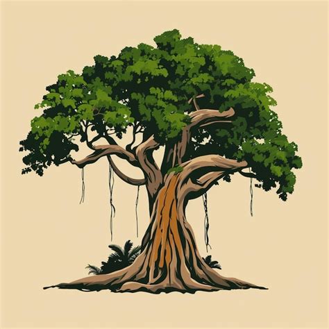 Banyan Tree Vector Logo Isolated On Background Premium Ai Generated Image