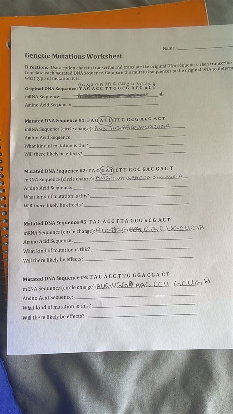 Solved Please Help Name Genetic Mutations Worksheet Directions