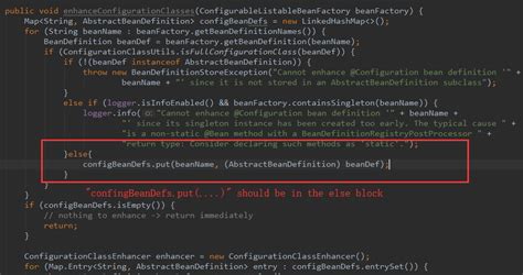 when using configuration annotation beandefinitionregistrypostprocessor the instance type of
