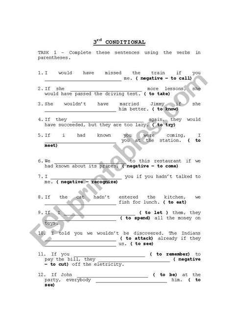 Third Conditional Esl Worksheet By Julya