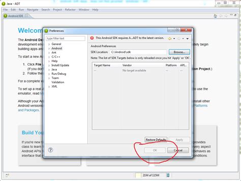 Adt Location Of The Android Sdk Has Not Been Set Up In The Preferences In Bit Windows