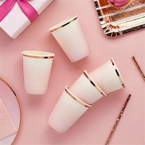 Rose Gold And Pink Ombre Paper Cups 250ml Pack Of 8 Partyrama