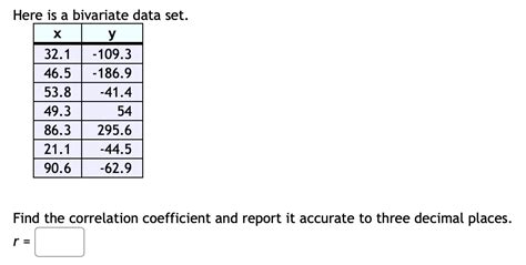 Solved Here Is A Bivariate Data Set Find The Correlation