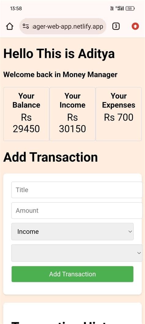 Aditya Bhosale On Linkedin Reactjs Webdevelopment Frontend Javascript Moneymanagerapp