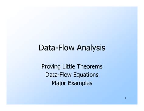 pdf data flow analysis proving little theorems data flow equations major examples