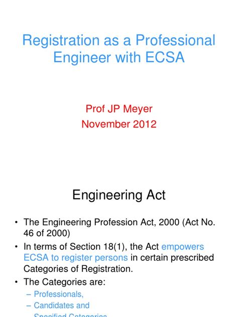 Registration As A Professional Engineer With Ecsa Pdf Engineering Academic Degree