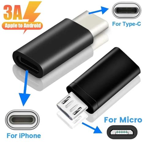 3pcs Phone Charger Adapter Lightning Female To USB C Male Cable Adapter Converter Compatible