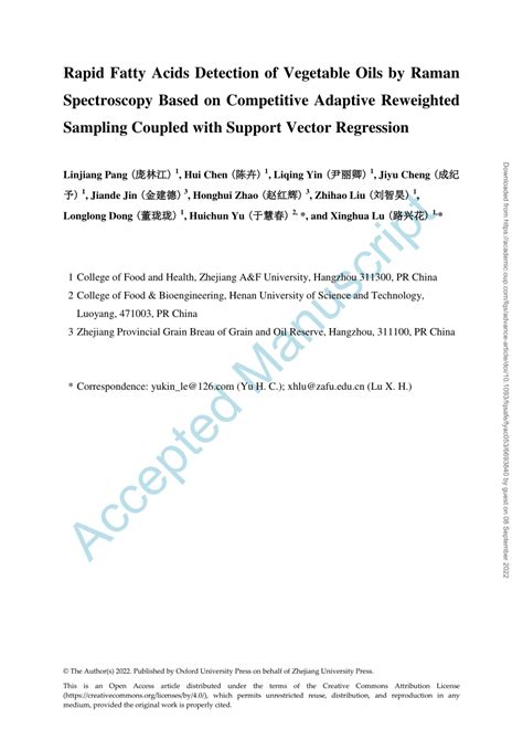 PDF Rapid Fatty Acids Detection Of Vegetable Oils By Raman Spectroscopy Based On Competitive