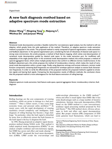 Pdf A New Fault Diagnosis Method Based On Adaptive Spectrum Mode Extraction