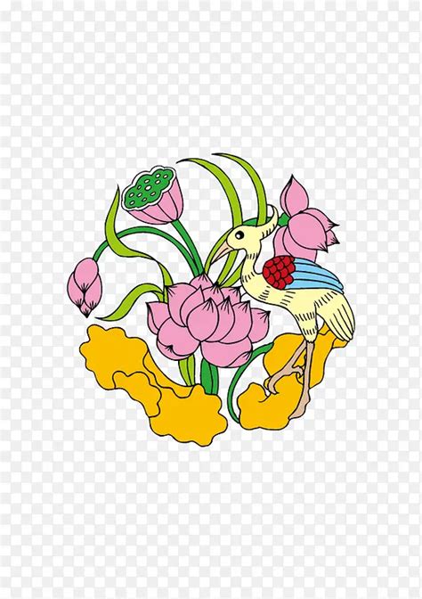 荷花仙鹤卡通矢量素材png图片素材下载 图片编号qkpmxebg 免抠素材网