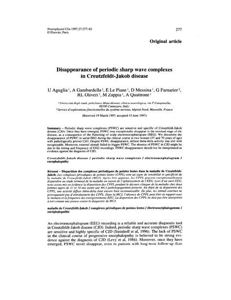 Pdf Disappearance Of Periodic Sharp Wave Complexes In Creutzfeldt