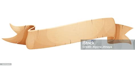 양피지 두루마리 리본 흰색 배경에 분리된 만화 스타일의 오래된 빈티지 배너 게임 Ui 요소 벡터 그림 가장자리에 대한 스톡 벡터 아트 및 기타 이미지 Istock