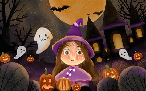 호박 할로윈 마녀 일러스트 무료 다운로드 Lovepik