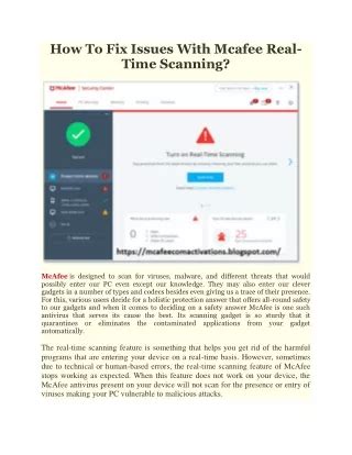 Ppt How To Fix Issues With Mcafee Real Time Scanning Powerpoint
