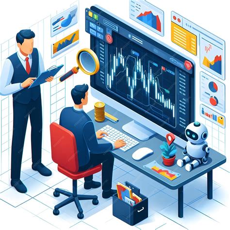 3d Flat Vector As Stock Trader Using Ai For Predictive Stock Trading Concept As A Vector