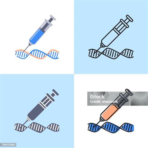Значок Изменения Днк Установленный В Плоском И Линейным Стиле — стоковая векторная графика и