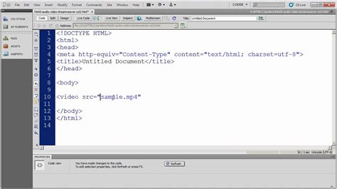 3 Html5 Fundamentals With Dreamweaver Cs5 Using The Video Tag Youtube