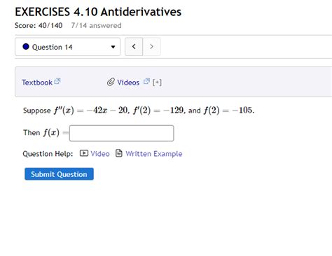 solved exercises 4 10 ﻿antiderivativesscore 40140714