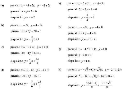 Answers To Math Exercises And Math Problems Analytic Geometry Of The