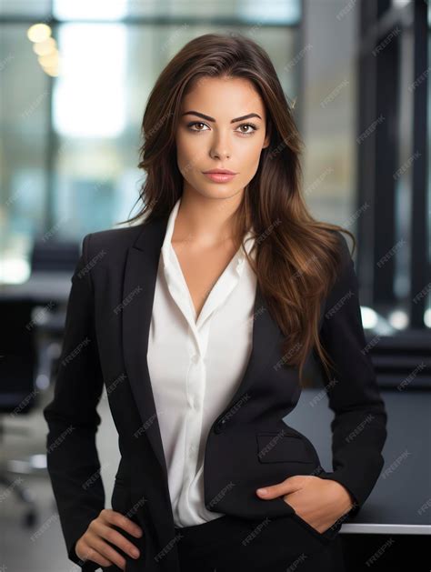 Premium Ai Image Beautiful Business Woman Model Posing In Modern Office