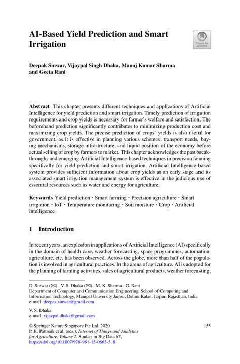 Pdf Ai Based Yield Prediction And Smart Irrigation