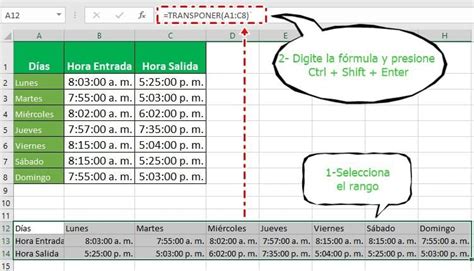 Transponer En Excel Con Comando Y Fórmula Siempre Excel