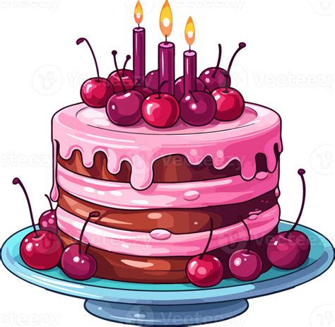 Ai Generated Cute Birthday Cake In Cartoon Style 37224141 Png