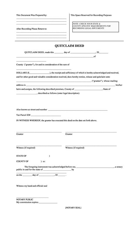 46 Free Quit Claim Deed Forms And Templates Template Lab