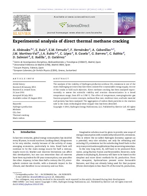 Pdf Direct Methane Cracking For Co2 Free Hydrogen Production
