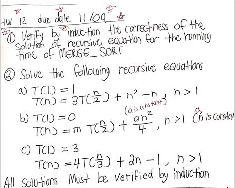 Solved I Need Help Solving These Recursive Equations I