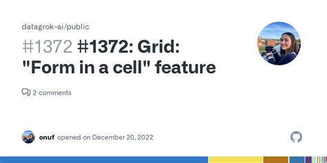 1372 Grid Form In A Cell Feature · Issue 1372 · Datagrok Ai