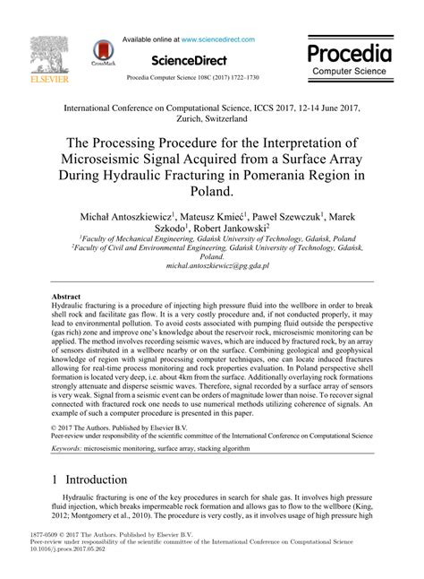 Pdf The Processing Procedure For The Interpretation Of Microseismic