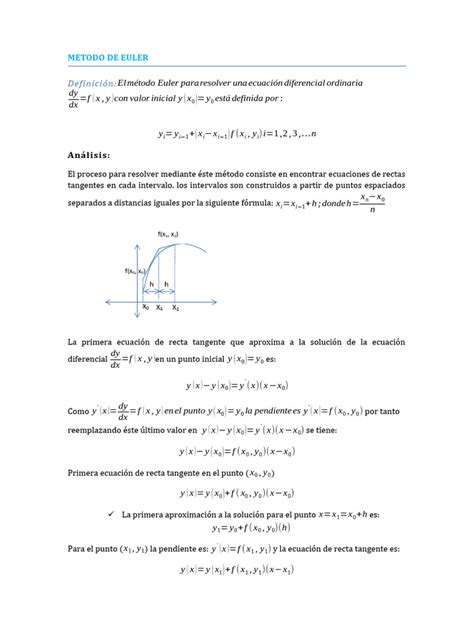 Metodo De Euler Pdf Ecuaciones Ecuaciones Diferenciales