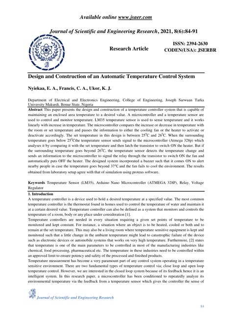 PDF Design And Construction Of An Automatic Temperature Control System