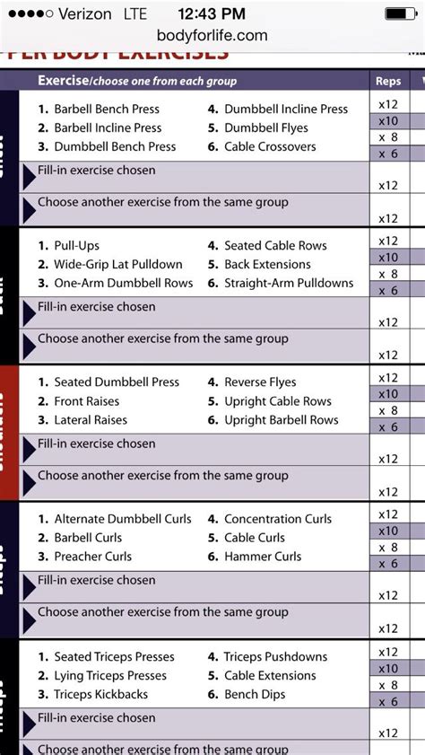 Upper Body Bfl Body For Life Workout Full Body Workout Plan 6 Pack