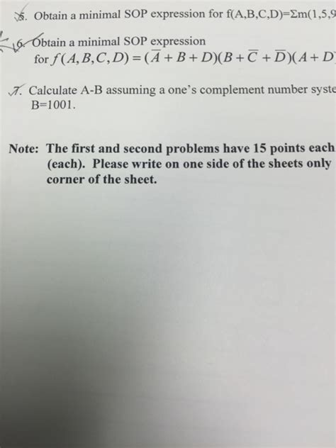 Solved Obtain A Minimal SOP Expression For F A B C D Sum Chegg