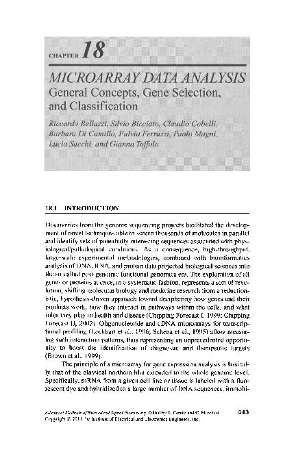 Pdf Microarray Data Analysis General Concepts Gene Selection And