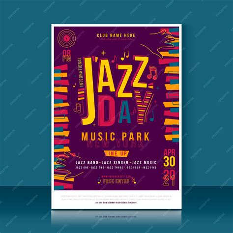 국제 재즈의 날 포스터 템플릿 무료 벡터