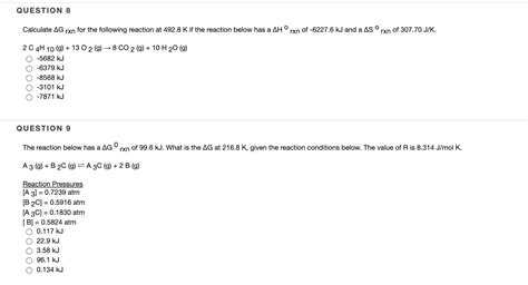 Solved Calculate ΔGrxn for the following reaction at Chegg