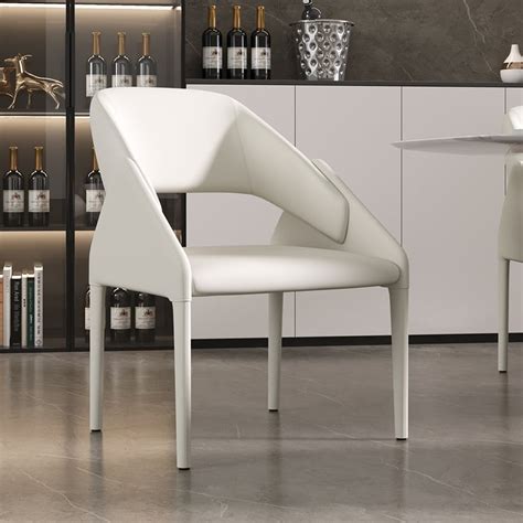 Faux Leather Upholstered Dining Chair Open Back Dining Room Chairs Set