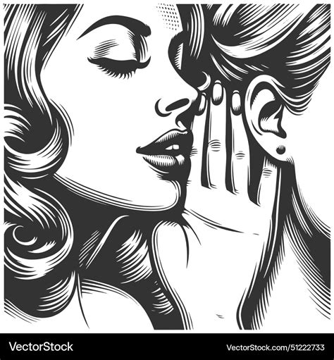 Pin Up Girls Whispering Secrets Sketch Royalty Free Vector
