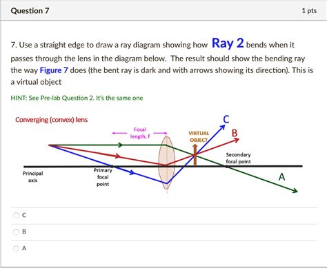 SOLVED Question 7 1 Pts 7 Use A Straight Edge To Draw A Ray Diagram Showing How Ray 2 Bends