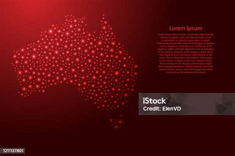 빨간색과 빛나는 공간 별 추상 개념 기하학적 모양에서 호주지도 벡터 그림입니다 호주에 대한 스톡 벡터 아트 및 기타 이미지