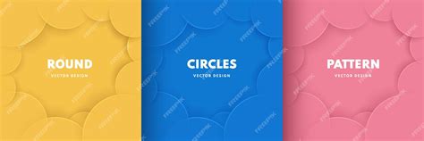 Premium Vector Set Of Abstract Pastel Yellow Pink Blue Round Circles Pattern Background With