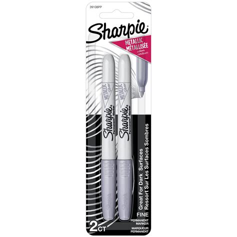 Sharpie Metallic Permanent Markers Fine Point Silver 2 Count